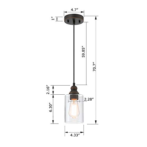 WISBEAM Pendant Lighting Fixture, Hanging Ceiling Lights with E26 Medium Base Max. 60 Watts, ETL Rated, Bulbs not Included, 3-Pack