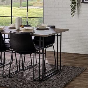 Walker Edison Sutton Wood and Dual Metal Leg Dining  Table, 60 Inch, Grey