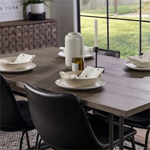 Walker Edison Sutton Wood and Dual Metal Leg Dining  Table, 60 Inch, Grey