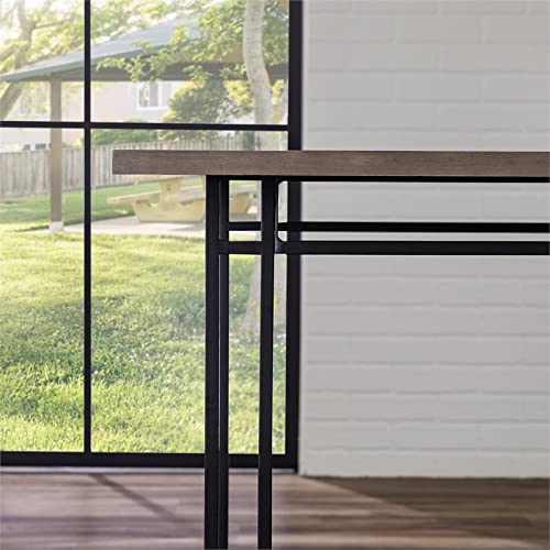 Walker Edison Sutton Wood and Dual Metal Leg Dining  Table, 60 Inch, Grey