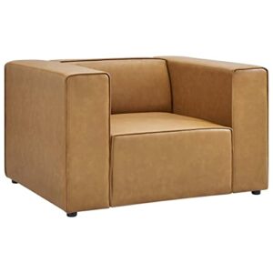 modway mingle vegan leather lounge armchair, tan