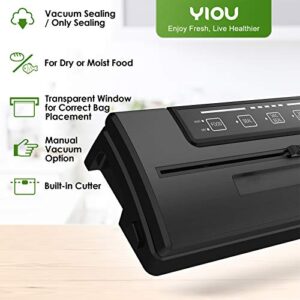 YIOU Vacuum Sealer Machine, Food Storage Machine, 80kPa Pro Vacuum Food Sealer for Food with Starter Kit, Dry Moist Mode Easy to Clean, Automatic Vacuum Sealer Machine, Black