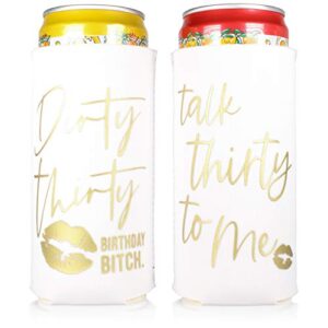 Birthday Slim Can Coolers (10, Dirty Thirty Birthday Pink & Gold)