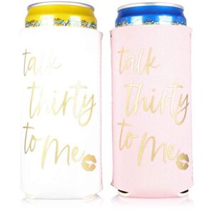 Birthday Slim Can Coolers (10, Dirty Thirty Birthday Pink & Gold)