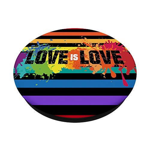 Love is Love Cell Phone Pop Out Holder,Rainbow Stripe Black PopSockets PopGrip: Swappable Grip for Phones & Tablets