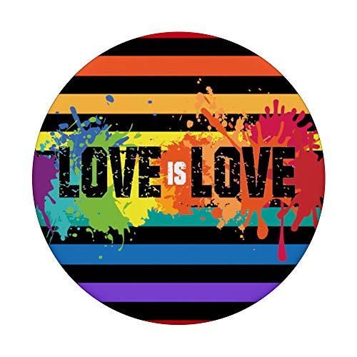 Love is Love Cell Phone Pop Out Holder,Rainbow Stripe Black PopSockets PopGrip: Swappable Grip for Phones & Tablets