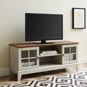 modway isle coastal contemporary 47" tv stand, 15.5" l x 46.5" w x 20" h, walnut white