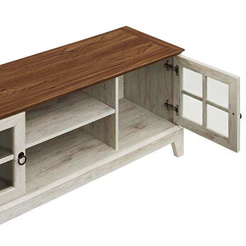 Modway Isle Coastal Contemporary 47" TV Stand, 15.5" L x 46.5" W x 20" H, Walnut White