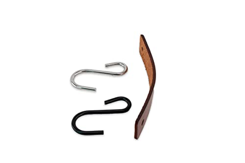 Brute Strength - Multifunctional Leather S-Hooks - Cognac - 6 Pieces - S Shaped Hooks - Coat Hook - Leather Hooks - Leather s Hooks - Black s Hooks - Kitchen Hooks