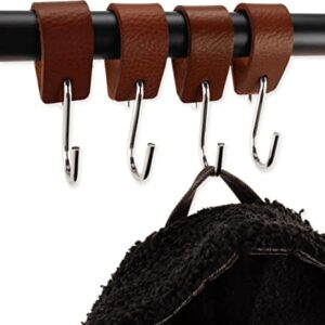 Brute Strength - Multifunctional Leather S-Hooks - Cognac - 6 Pieces - S Shaped Hooks - Coat Hook - Leather Hooks - Leather s Hooks - Black s Hooks - Kitchen Hooks