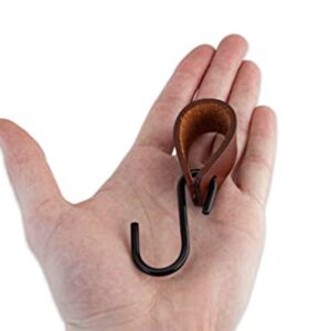 Brute Strength - Multifunctional Leather S-Hooks - Cognac - 6 Pieces - S Shaped Hooks - Coat Hook - Leather Hooks - Leather s Hooks - Black s Hooks - Kitchen Hooks