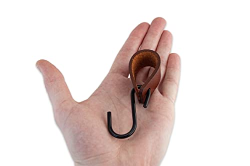 Brute Strength - Multifunctional Leather S-Hooks - Cognac - 6 Pieces - S Shaped Hooks - Coat Hook - Leather Hooks - Leather s Hooks - Black s Hooks - Kitchen Hooks