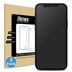 mothca 2 pack matte glass screen protector for iphone 12 pro max anti-glare & anti-fingerprint tempered glass clear film case friendly bubble free for iphone 12 pro max 6.7-inch (2020)-smooth as silk