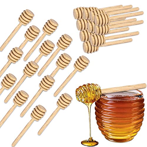 3 Inch Mini Wooden Honey Dipper Sticks for Honey Jar | 25 Pieces of Premium Quality Honey Spoons for Honey Pot | Great Gift for Wedding Favors and Tea Party Favors | Charcuterie Accessories