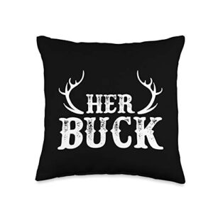 her buck his doe couples cute country southern her buck couples cute country southern throw pillow, 16x16, multicolor