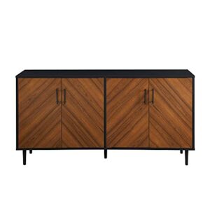 Walker Edison Fehr Modern 4 Door Bookmatch Buffet, 58 Inch, Black