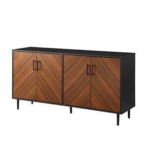 Walker Edison Fehr Modern 4 Door Bookmatch Buffet, 58 Inch, Black