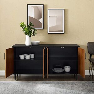 Walker Edison Fehr Modern 4 Door Bookmatch Buffet, 58 Inch, Black