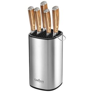 universal knife block, stainless steel knife holder, knife organizer, modern rectangular design, 8.5” by 5”(knives not included)