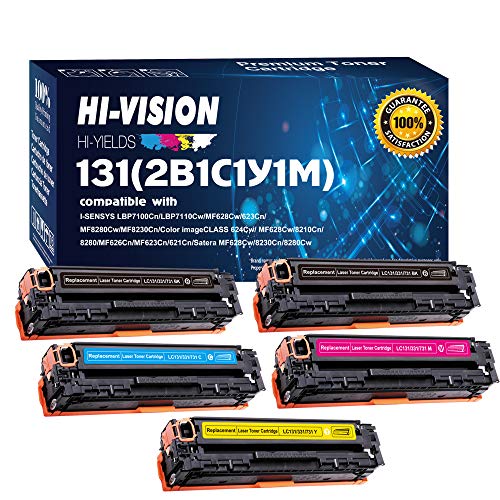 HI-VISION HI-YIELDS Compatible Toner Cartridge Replacement for 131 Used for imageClass MF620C MF621Cn MF623Cn MF624Cw MF628Cw MF8230Cn MF8280Cw LBP7100Cn LBP7110Cw (2 BK, 1C, 1Y, 1M, 5-Pack)