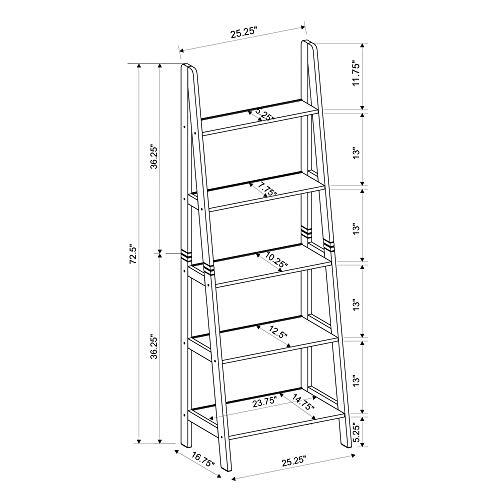 Linon Gleason Modern Classic Black Ladder Bookshelf