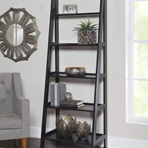 Linon Gleason Modern Classic Black Ladder Bookshelf