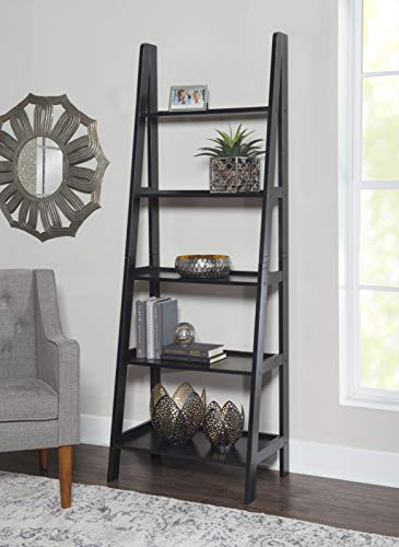 Linon Gleason Modern Classic Black Ladder Bookshelf