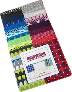 christa watson gridwork strip-pies 40 2.5-inch strips jelly roll benartex