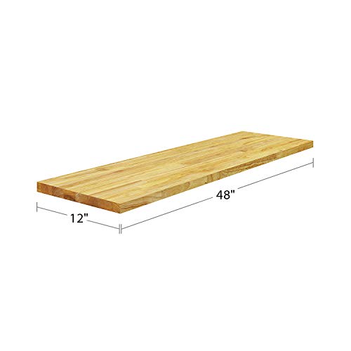 BenchPro Floating Shelf Wall Mounted Solid Butcherblock Shelf 12" Depth x 48" Length x 1" Thick