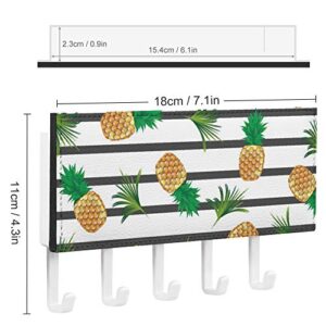 Key Holder, Wall Mounted Key Hook, Pineapple Plant Fruit Oregon Pine Branch, Wall Entryway Mail Holder, Wall Mail Organizer, Decorative Key Organizer Rack with 5 Hooks