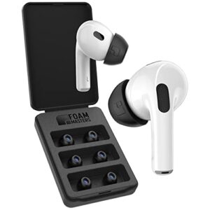 foam masters memory foam ear tips for airpods pro 1st & 2nd gen | 3 pairs | new version 4.0 - black magic | comfortable | secure | better noise cancellation | replacement buds (assorted s/m/l, black)