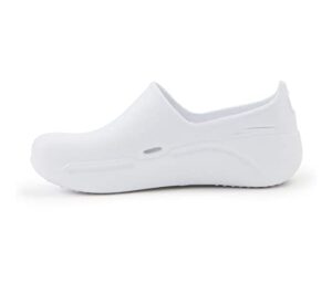 anywear streak step-in nurse shoes for women and men, oil- and slip-resistant eva kitchen shoes, work shoes, 8, white