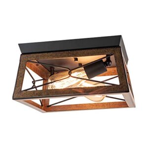 YaoKuem Semi Flush Mount Ceiling Light Fixture, 2-Light E26 Medium Base, Metal Housing, Bulbs NOT Included