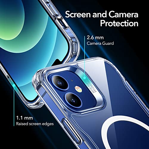 ESR for iPhone 12 Case/iPhone 12 Pro Case, Compatible with MagSafe, Scratch-Resistant Back, Grippy Protective Frame, Magnetic Phone Case for iPhone 12/12 Pro, Sidekick Hybrid Case (HaloLock), Clear