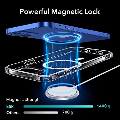 ESR for iPhone 12 Case/iPhone 12 Pro Case, Compatible with MagSafe, Scratch-Resistant Back, Grippy Protective Frame, Magnetic Phone Case for iPhone 12/12 Pro, Sidekick Hybrid Case (HaloLock), Clear