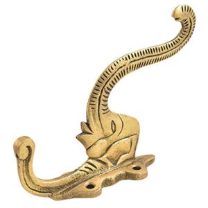 indian shelf handmade 2 piece vintage heavy duty wall hanger golden antique coat rack brass wall hooks elephant head with trunk hat rack towel hooks