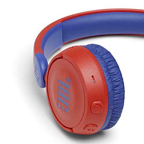 JBL Jr310BT Kids Wireless On-Ear Headphones - Bluetooth Headphones with Microphone, Safe Sound Under 85dB Volume, 30H Battery, Foldable, Comfort, Easy, Soft, Cool Colors (Red)