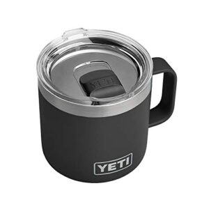 yeti rambler 14 oz mug, vacuum insulated, stainless steel with magslider lid, black