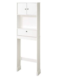 zenna home drop door over-the-toilet bathroom spacesaver, bath-storage shelves with leg extensions, white