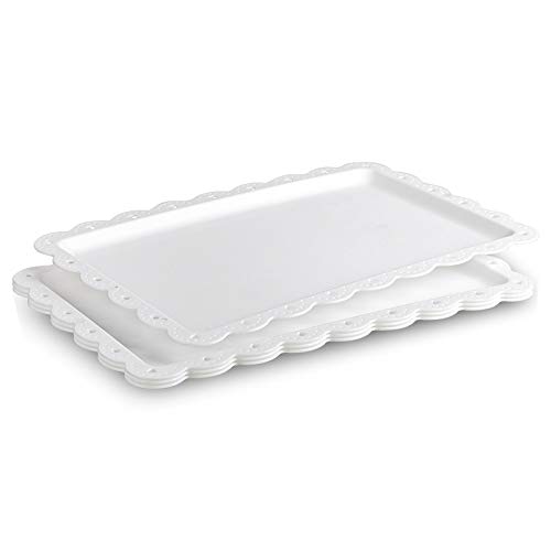 Serving Tray Food Tray for Fast Food | Snack | Fruit | Dessert - Plastic Trays Serving Platter for Kitchen | Cafeteria | Restaurant | Party | 14 x 9 Inches （4 pack)