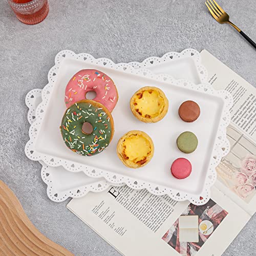 Serving Tray Food Tray for Fast Food | Snack | Fruit | Dessert - Plastic Trays Serving Platter for Kitchen | Cafeteria | Restaurant | Party | 14 x 9 Inches （4 pack)