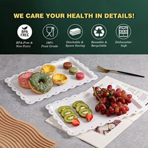 Serving Tray Food Tray for Fast Food | Snack | Fruit | Dessert - Plastic Trays Serving Platter for Kitchen | Cafeteria | Restaurant | Party | 14 x 9 Inches （4 pack)