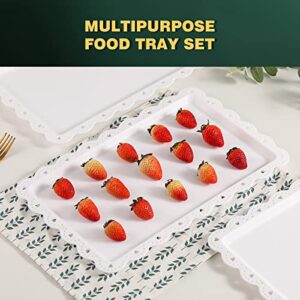 Serving Tray Food Tray for Fast Food | Snack | Fruit | Dessert - Plastic Trays Serving Platter for Kitchen | Cafeteria | Restaurant | Party | 14 x 9 Inches （4 pack)