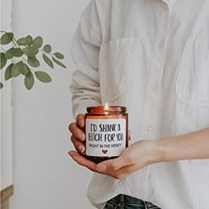 Best Friend Birthday Gifts for Women, I’d Shank A B for You Scented Soy Candle, Funny Birthday Gift Galentines Gag Gift for Friends, BFF, Bestie, Sister (BTCH)