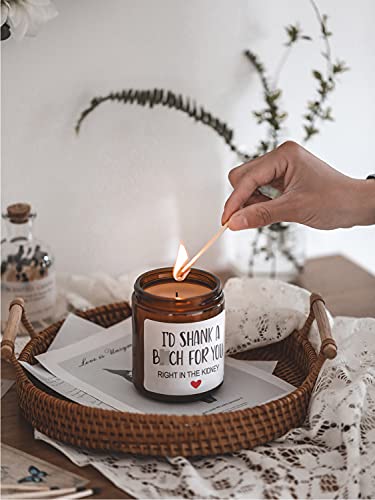 Best Friend Birthday Gifts for Women, I’d Shank A B for You Scented Soy Candle, Funny Birthday Gift Galentines Gag Gift for Friends, BFF, Bestie, Sister (BTCH)