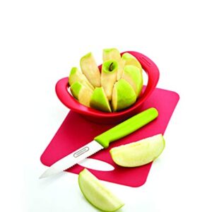 Farberware Healthy Eating Set (Apple Slicer, Paring Knife, Small Cutting Mat), 3-Piece, Red and Green