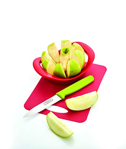 Farberware Healthy Eating Set (Apple Slicer, Paring Knife, Small Cutting Mat), 3-Piece, Red and Green