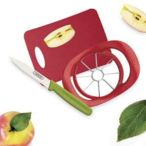 Farberware Healthy Eating Set (Apple Slicer, Paring Knife, Small Cutting Mat), 3-Piece, Red and Green