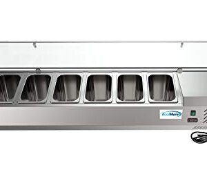 KoolMore SDC-6P-SG Condiment Prep Rail Station with Sneeze Guard, 59 Inch, Silver