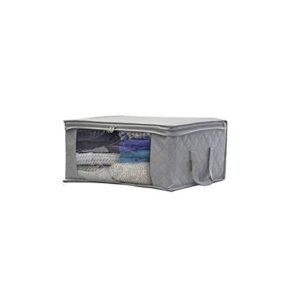 MMLL 1-Pack Fabric Clothes Storage Boxes, Bedding Large Storage Bags, Underbed Clothing Storage Box, Zipper Foldable Drawer Organizer, Used for Clothes, Blankets, Closets,19" L X 14" W X 8" H (Grey)